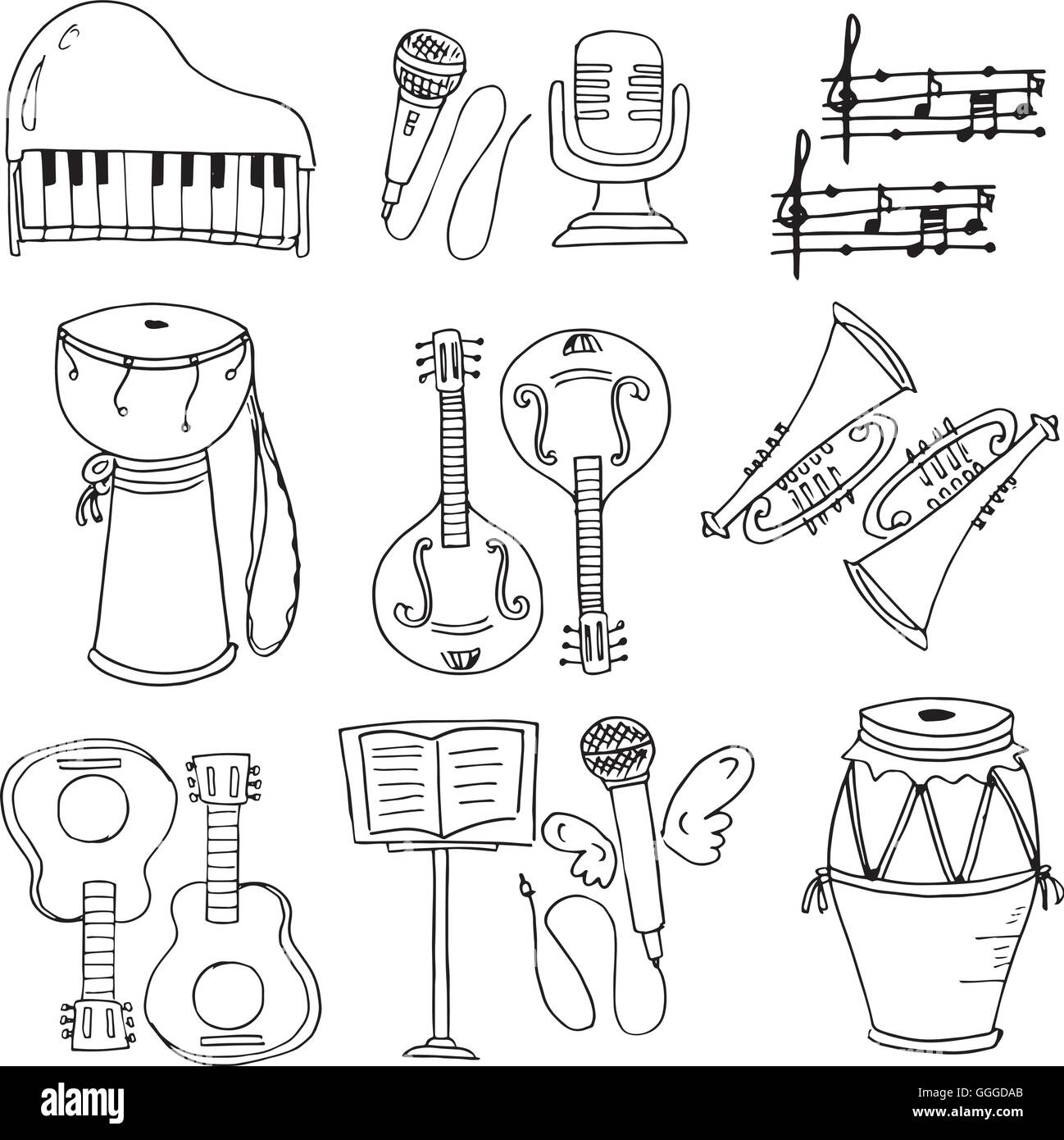Hand draw element music doodles Stock Vector Image & Art - Alamy