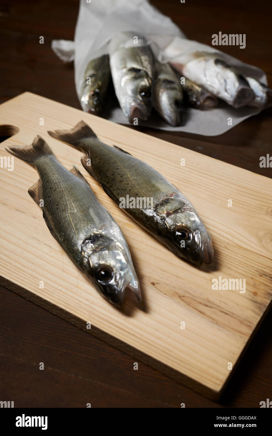 fresh fish, sea bass, ready for cooking Stock Photo - Alamy