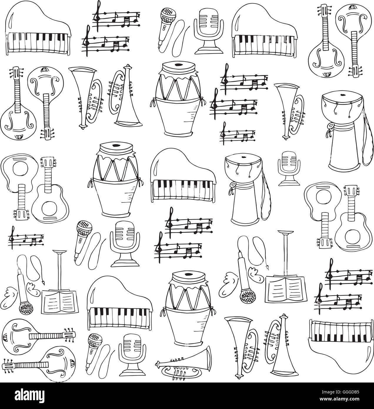 Doodle of music object vector art Stock Vector Image & Art - Alamy