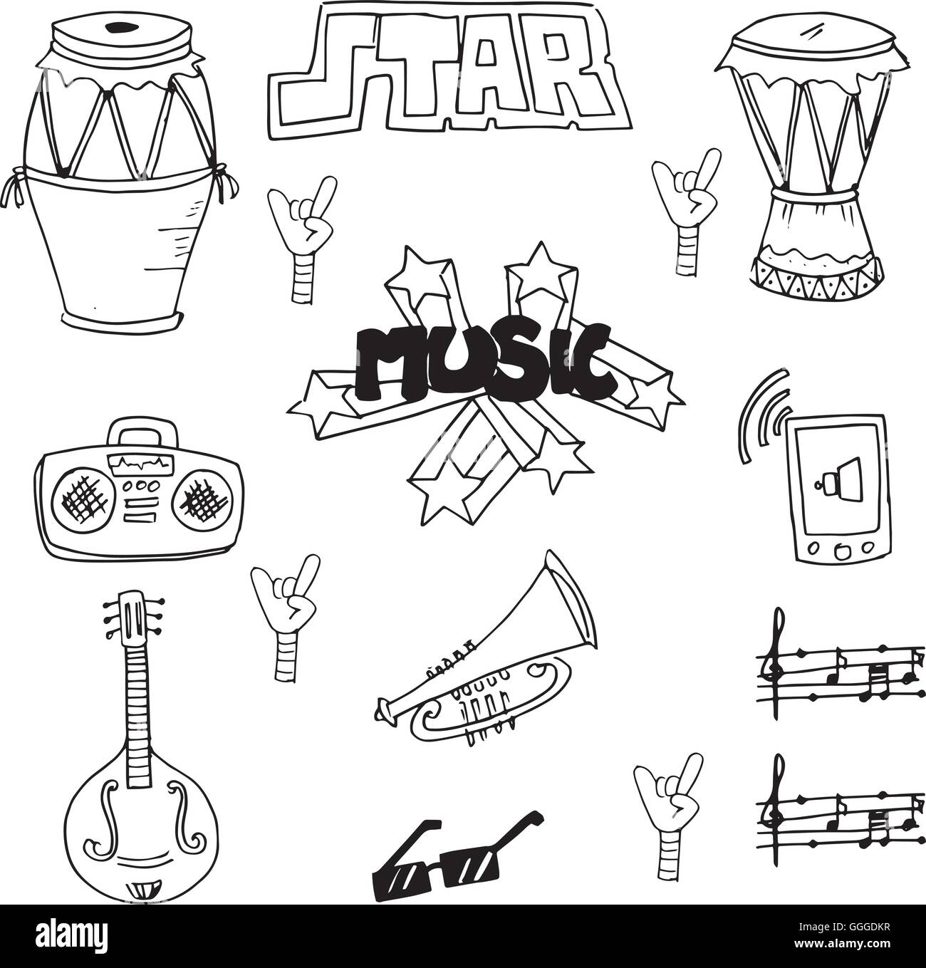 Music set hand draw in doodle Stock Vector Image & Art - Alamy