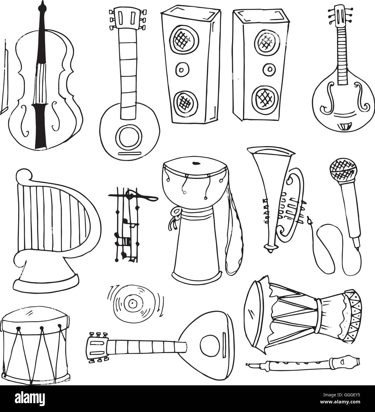 Music tools Black and White Stock Photos & Images - Alamy