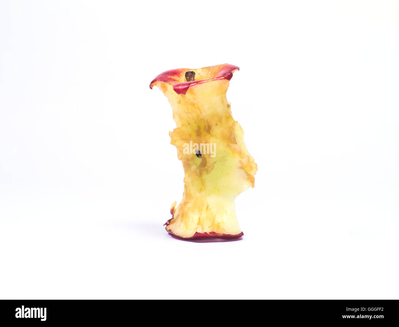 Red apple eaten to the core isolated on white background Stock Photo ...