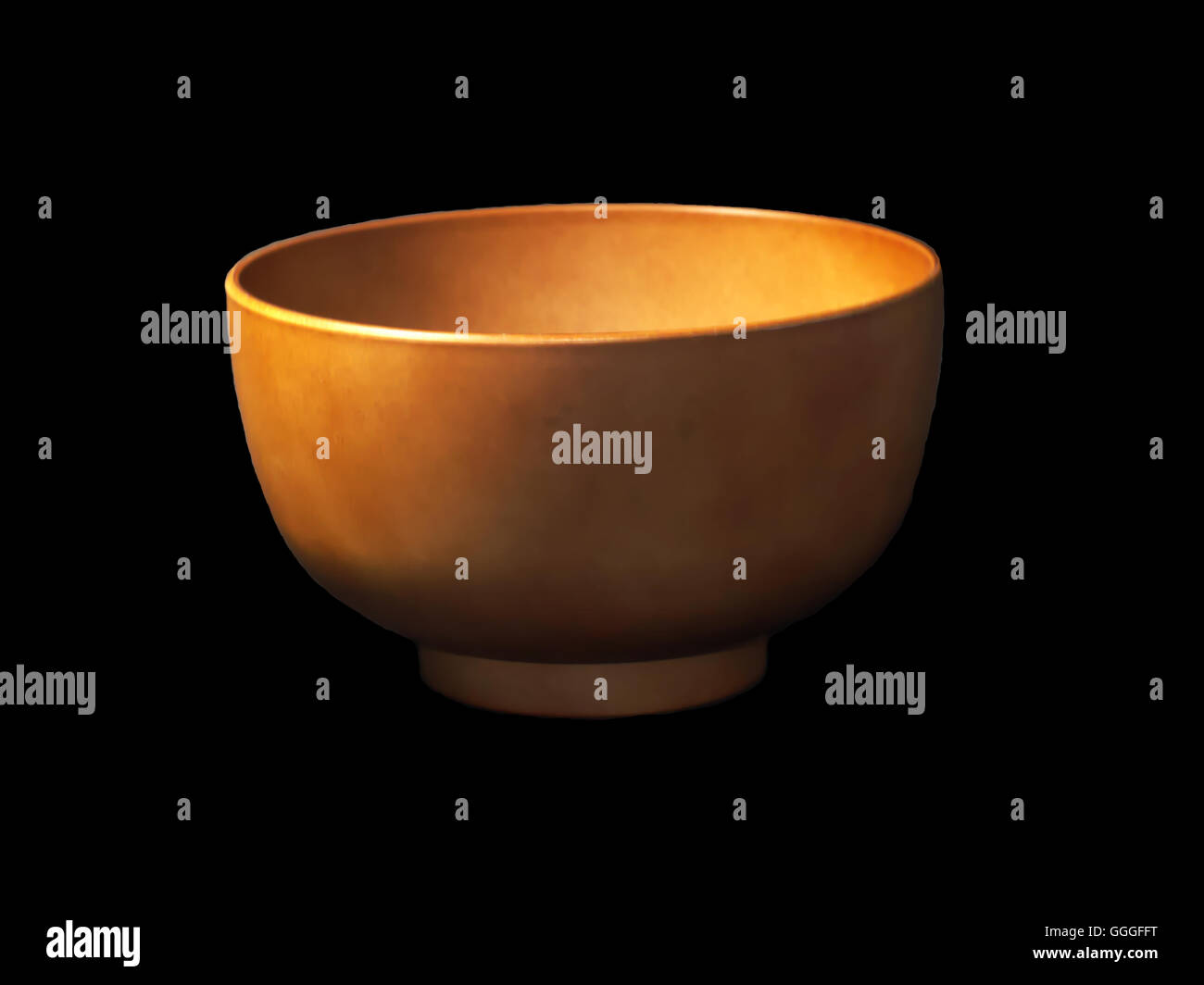 empty brown wooden soup bowl isolated on black background Stock Photo ...