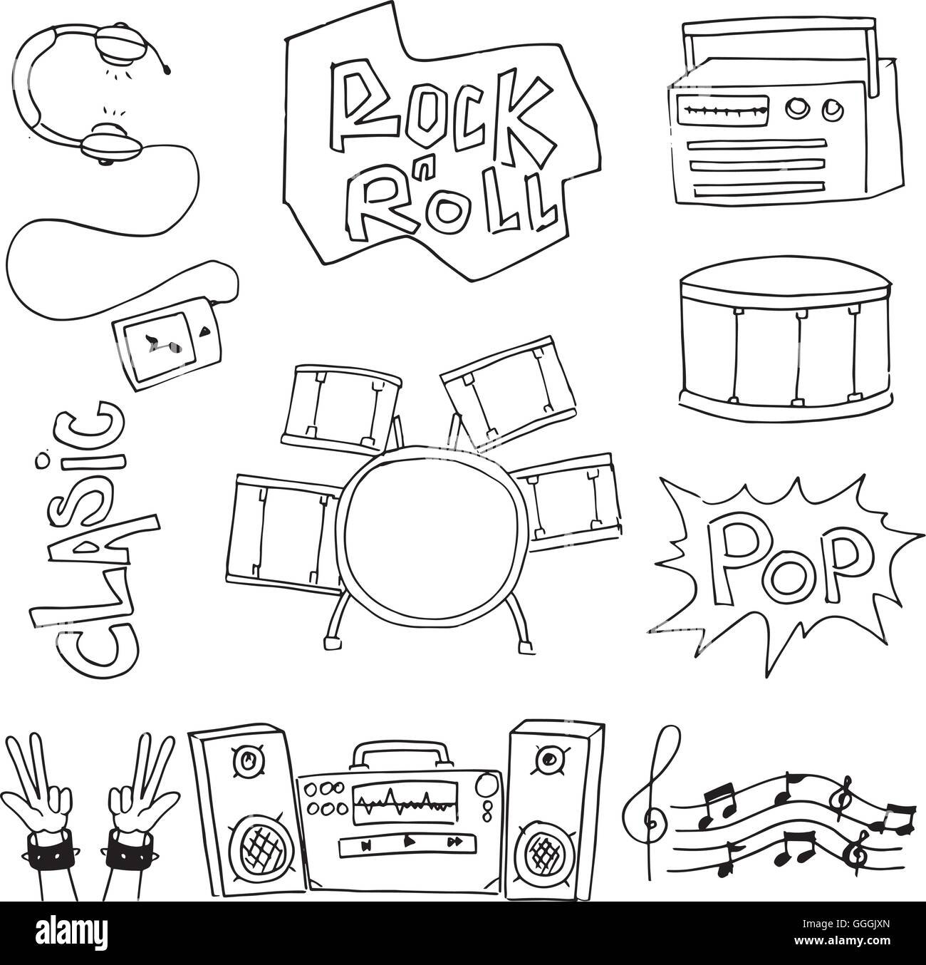 Hand draw music object doodles Stock Vector Image & Art - Alamy