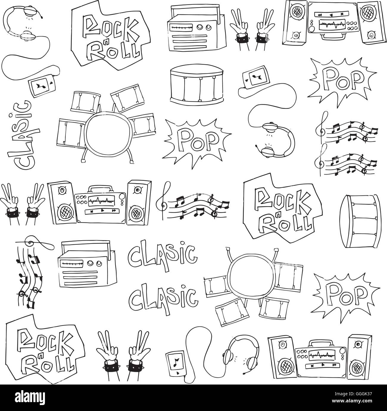 Doodle of hand draw music set Stock Vector Image & Art - Alamy