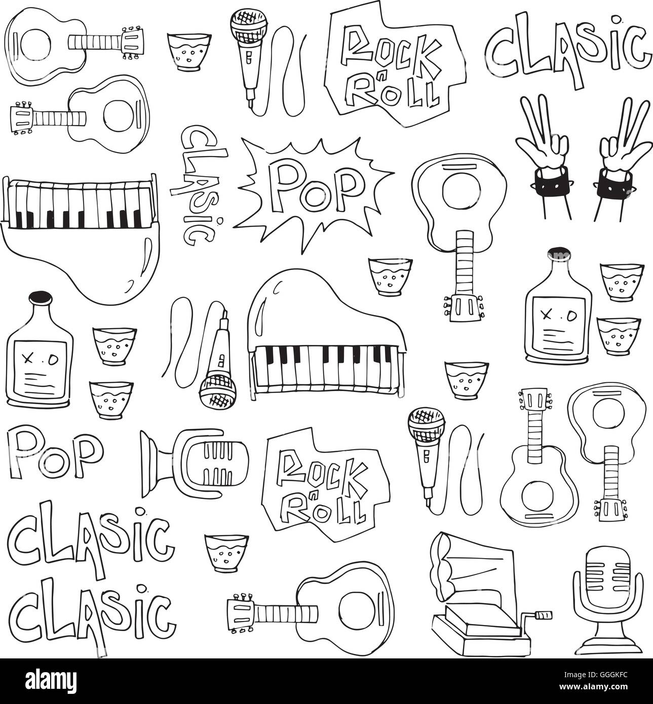 Many music set doodles vector art Stock Vector Image & Art - Alamy