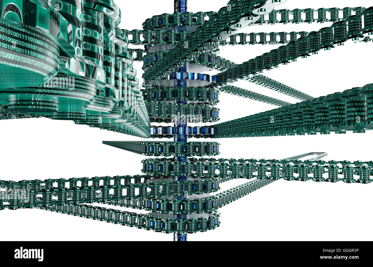 digital computer blockchain isolated on white, 3d illustration Stock ...