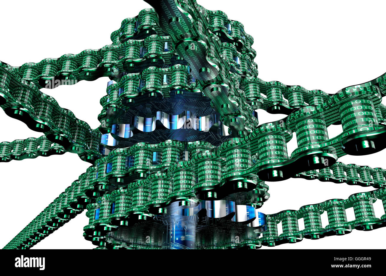 digital computer blockchain isolated on white, 3d illustration Stock ...