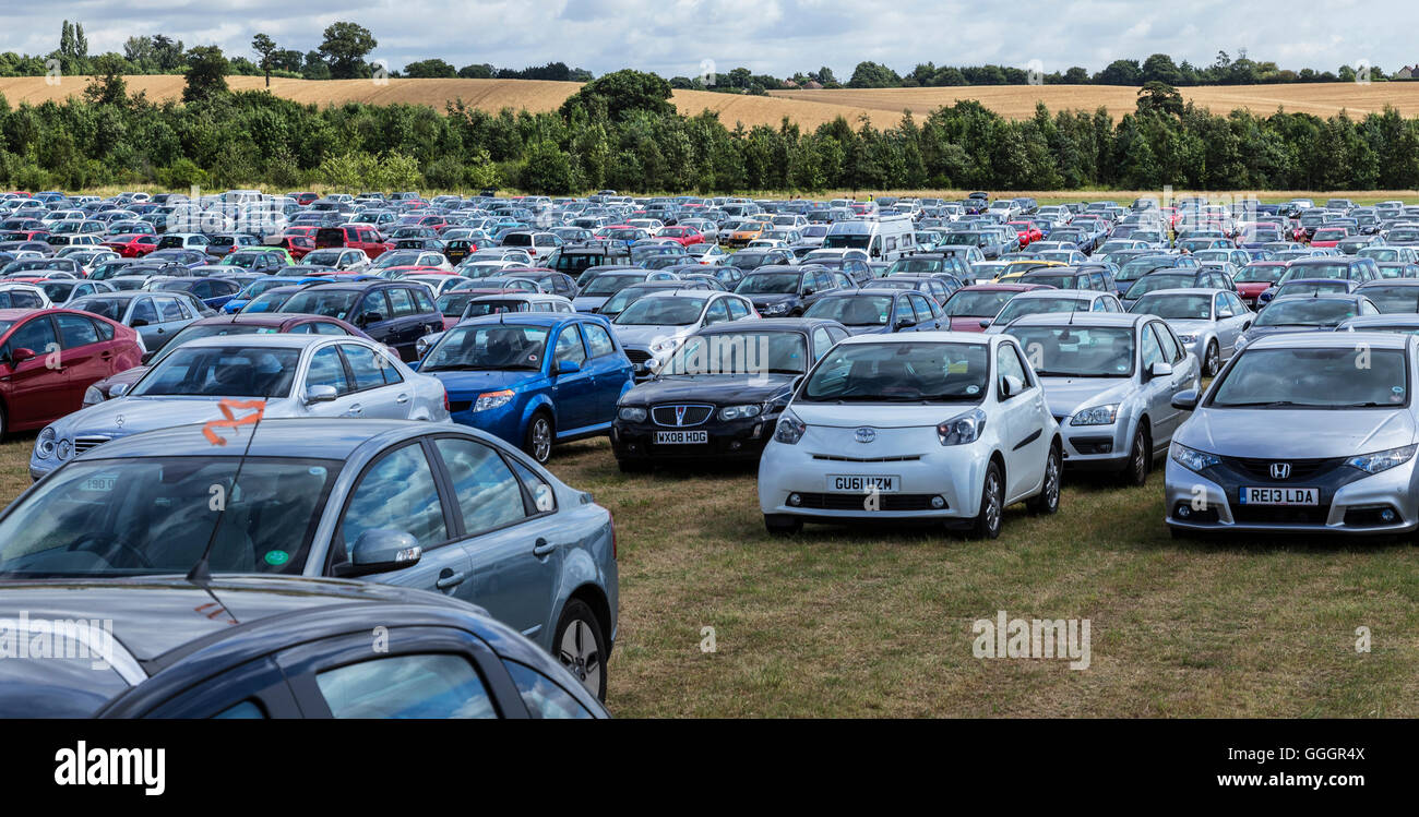 Crowded Overflow Car Park at RHS Hyde Hall Stock Photo - Alamy