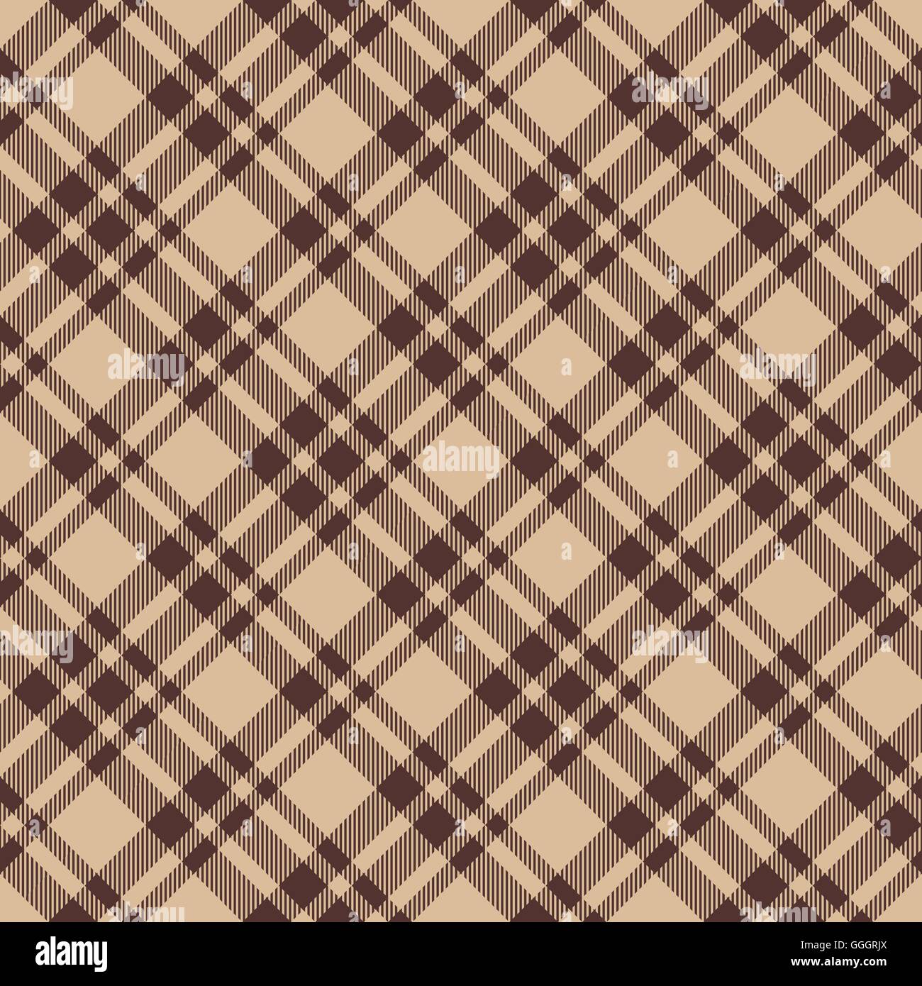 Beige brown diagonal check plaid seamless fabric texture. Vector ...