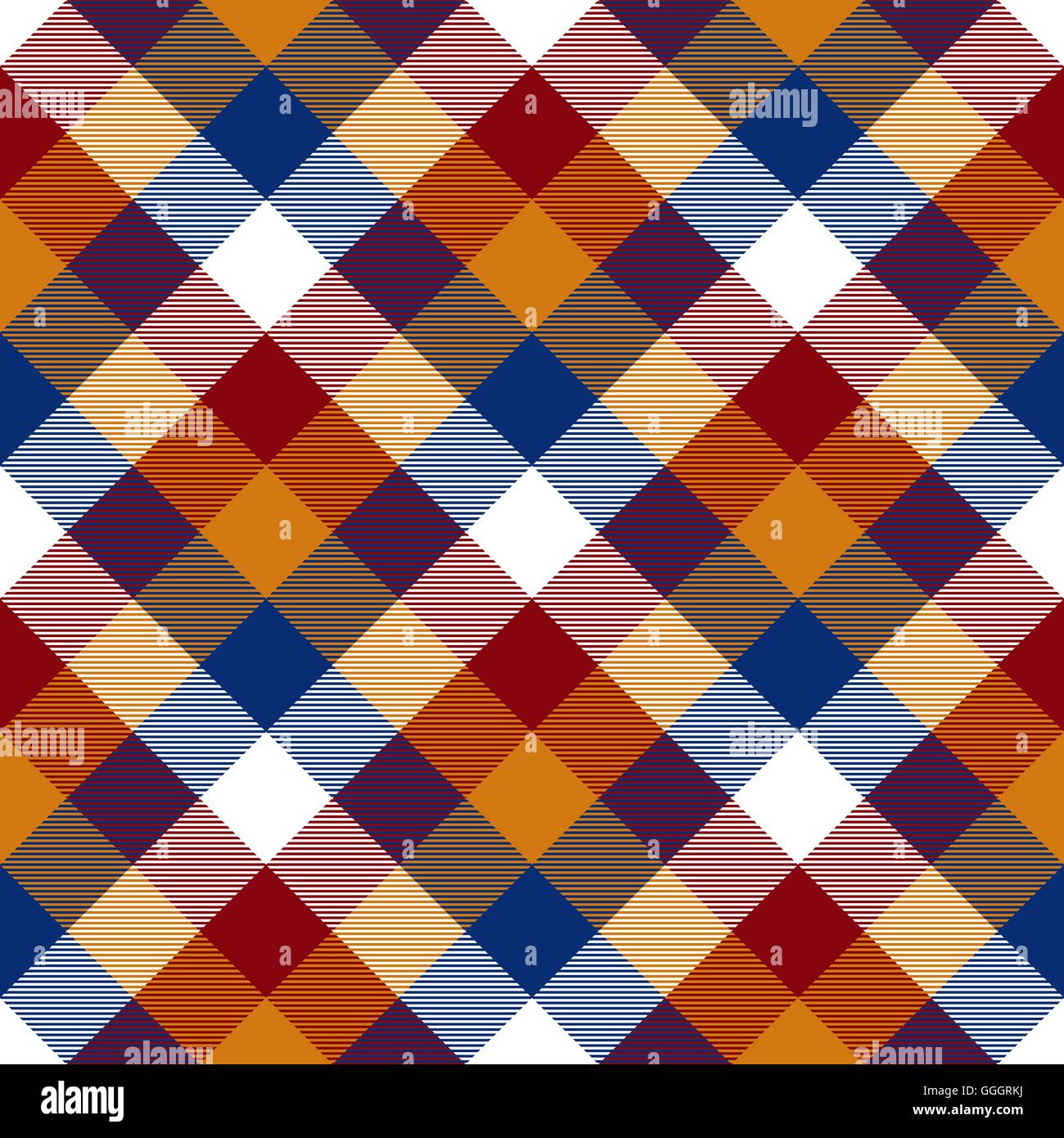 Red orange blue white diagonal check seamless pattern. Vector ...