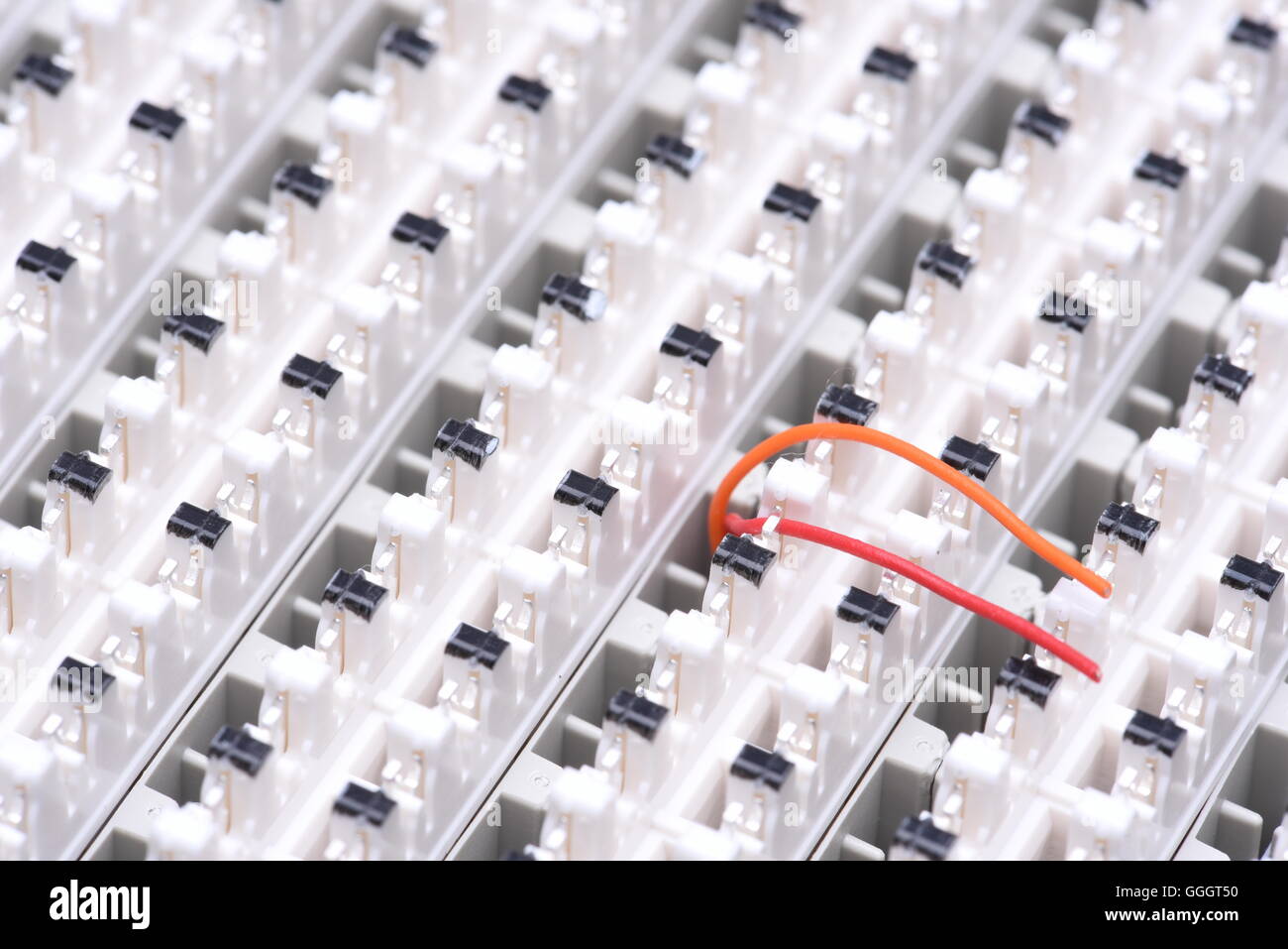 Telecommunication main distribution frame with cables, closeup Stock ...