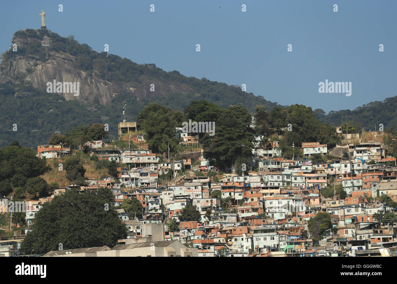 A general view of the favelas near the Sambodromo, Barra, Brazil Stock ...