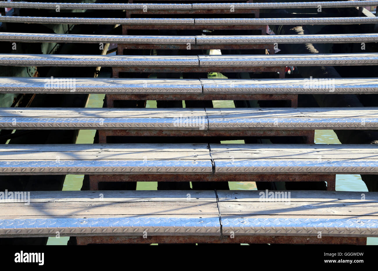 steps of a long staircase of a pedestrian bridge Stock Photo - Alamy