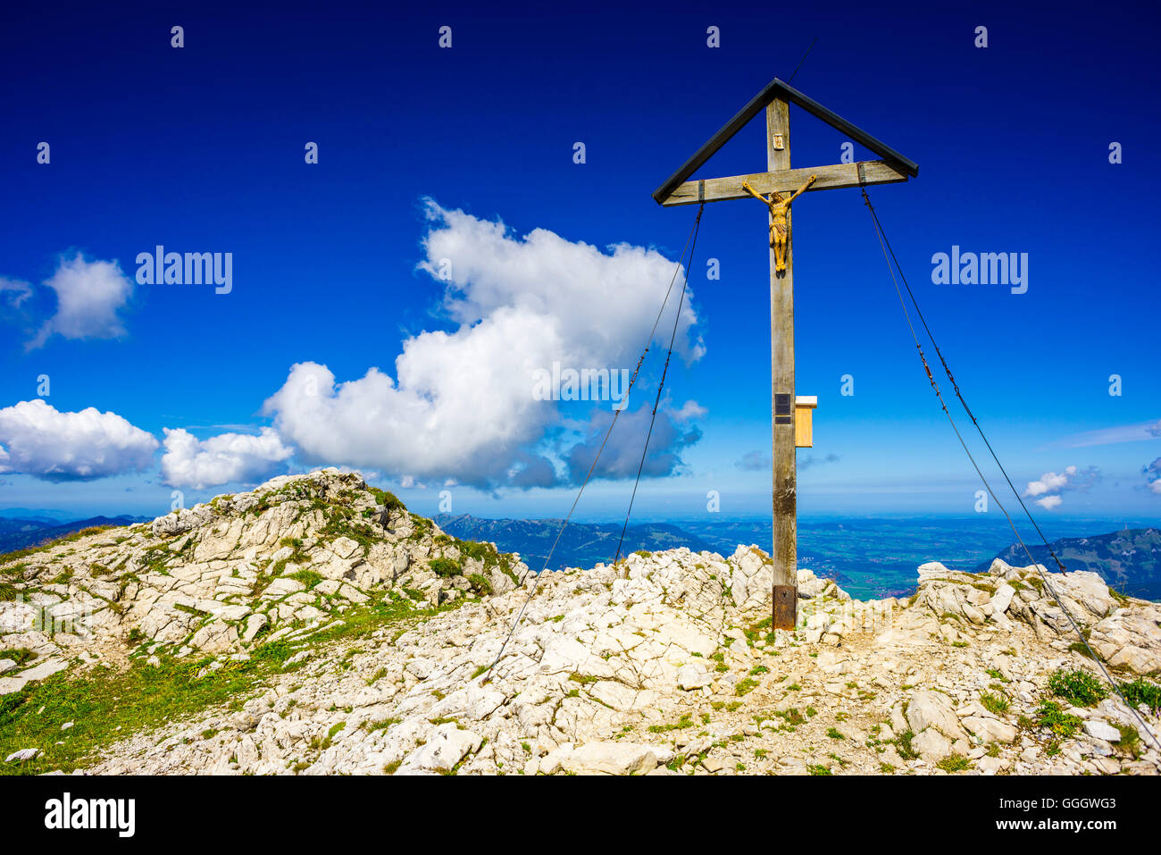geography / travel, Germany, Bavaria, cross on the summit of a mountain ...