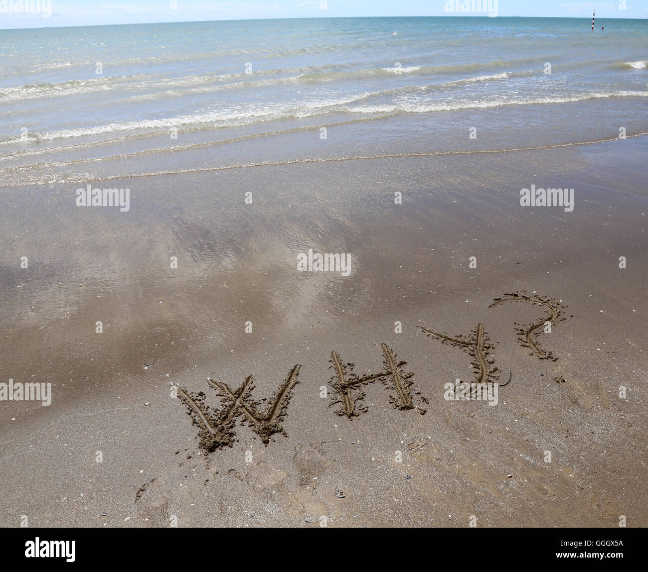why big written on the beach sand Stock Photo - Alamy