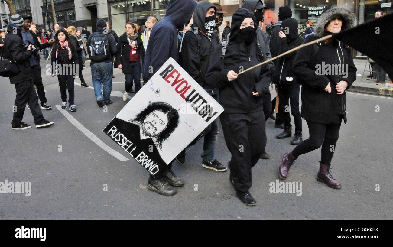 Members of anarchist group Black Block; join the, London, student ...