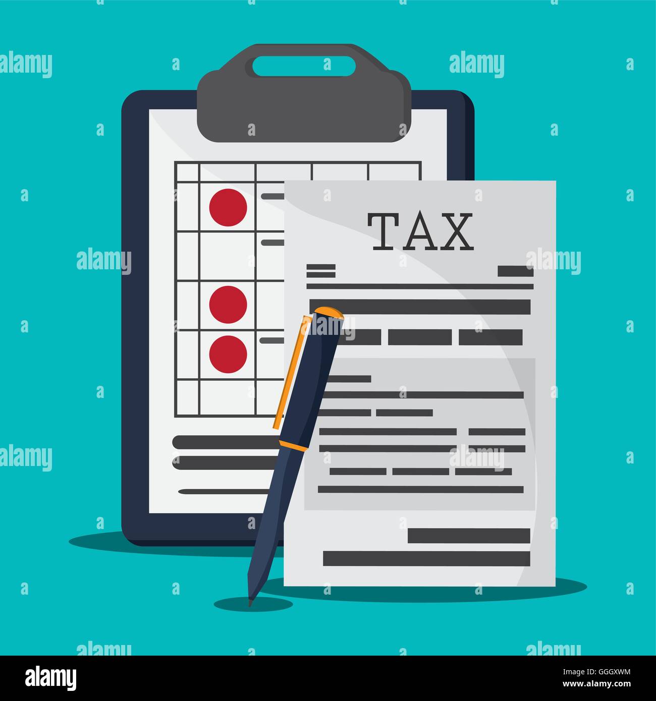Document and pen icon. Tax and Financial item. Vector graphic Stock ...