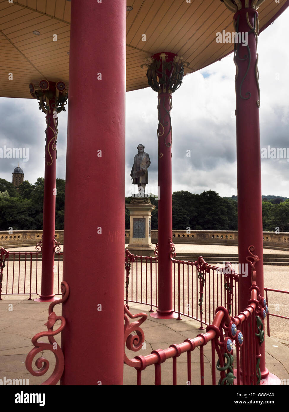 Titus Salt Statue from the Bandstand in Roberst Park Saltaire West ...