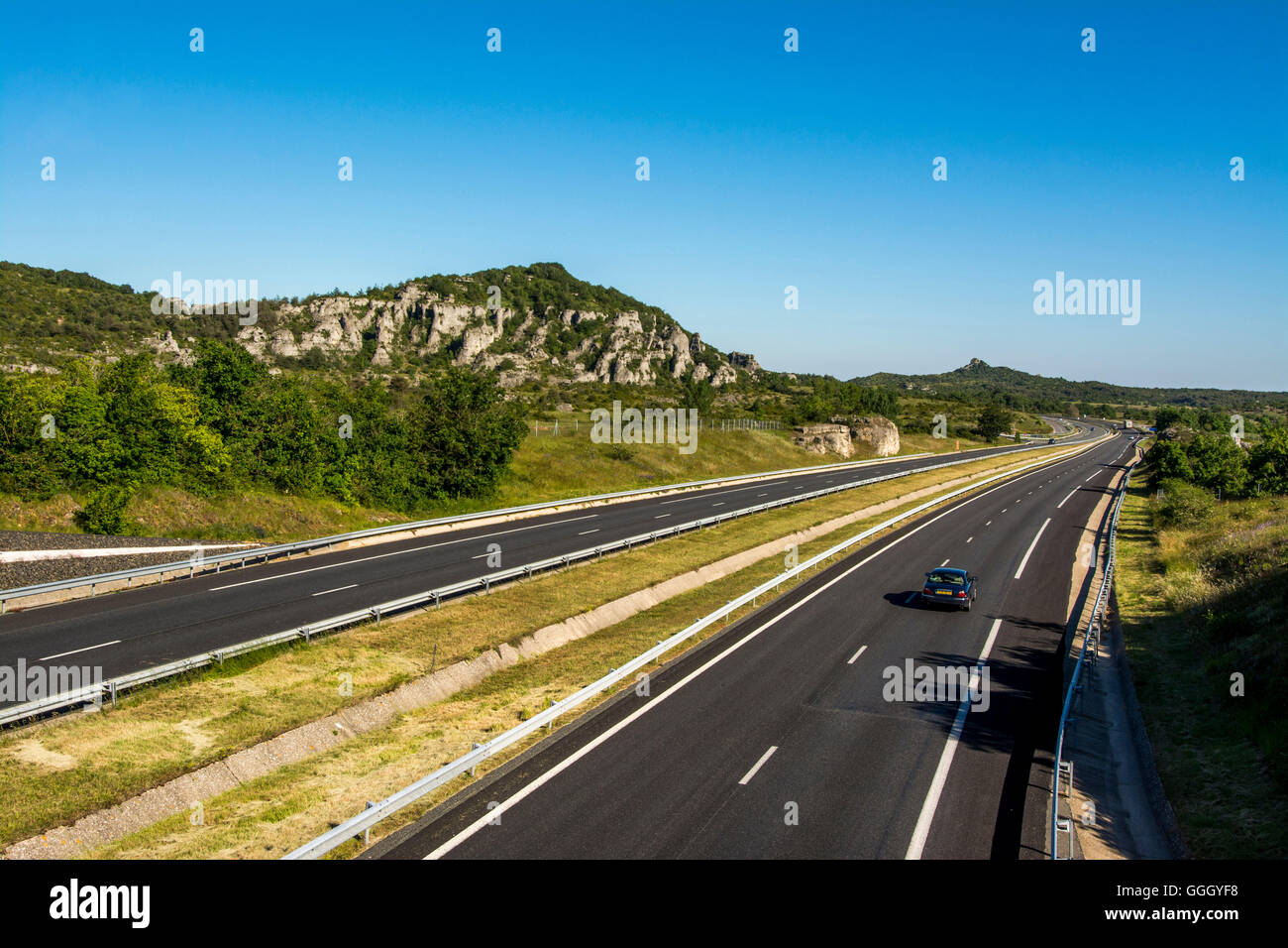 Highway A75 on Larzac plateau near Millau, Grands Causses Regional ...