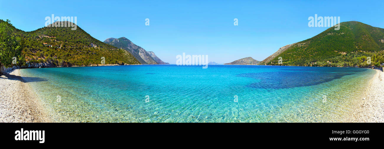 panoramic photo of Pisaetos beach in Ithaca Greece Stock Photo - Alamy