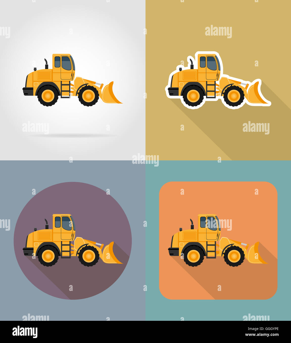 Building bulldozer icon flat hi-res stock photography and images - Alamy