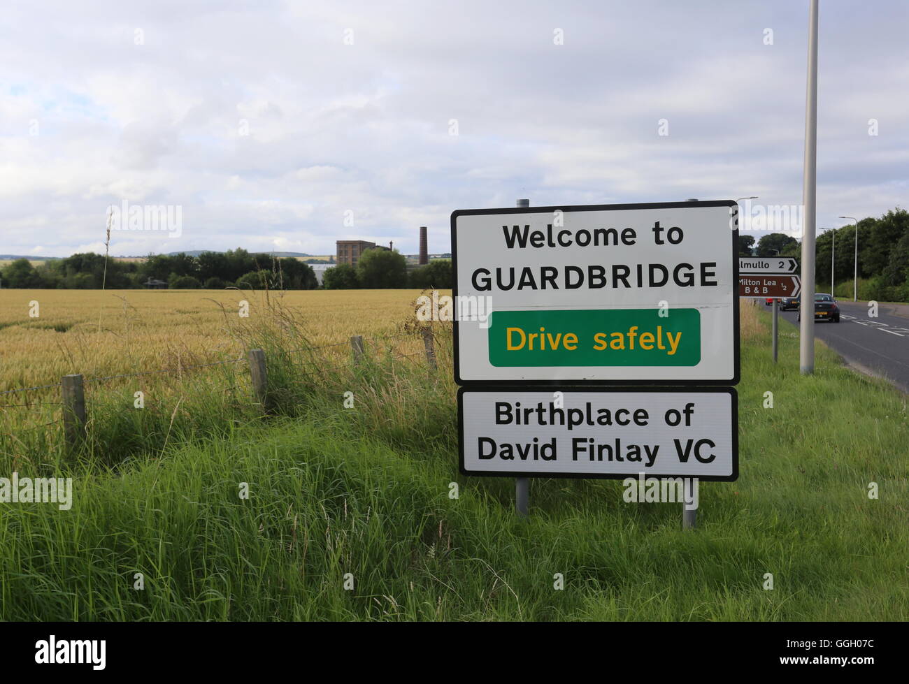 Welcome to Guardbridge sign Fife Scotland July 2016 Stock Photo - Alamy