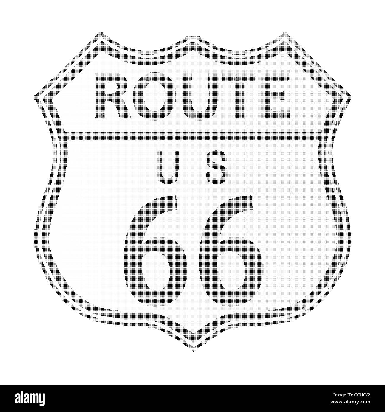 Route 66 traffic sign over a white background and the legend ROUTE US ...