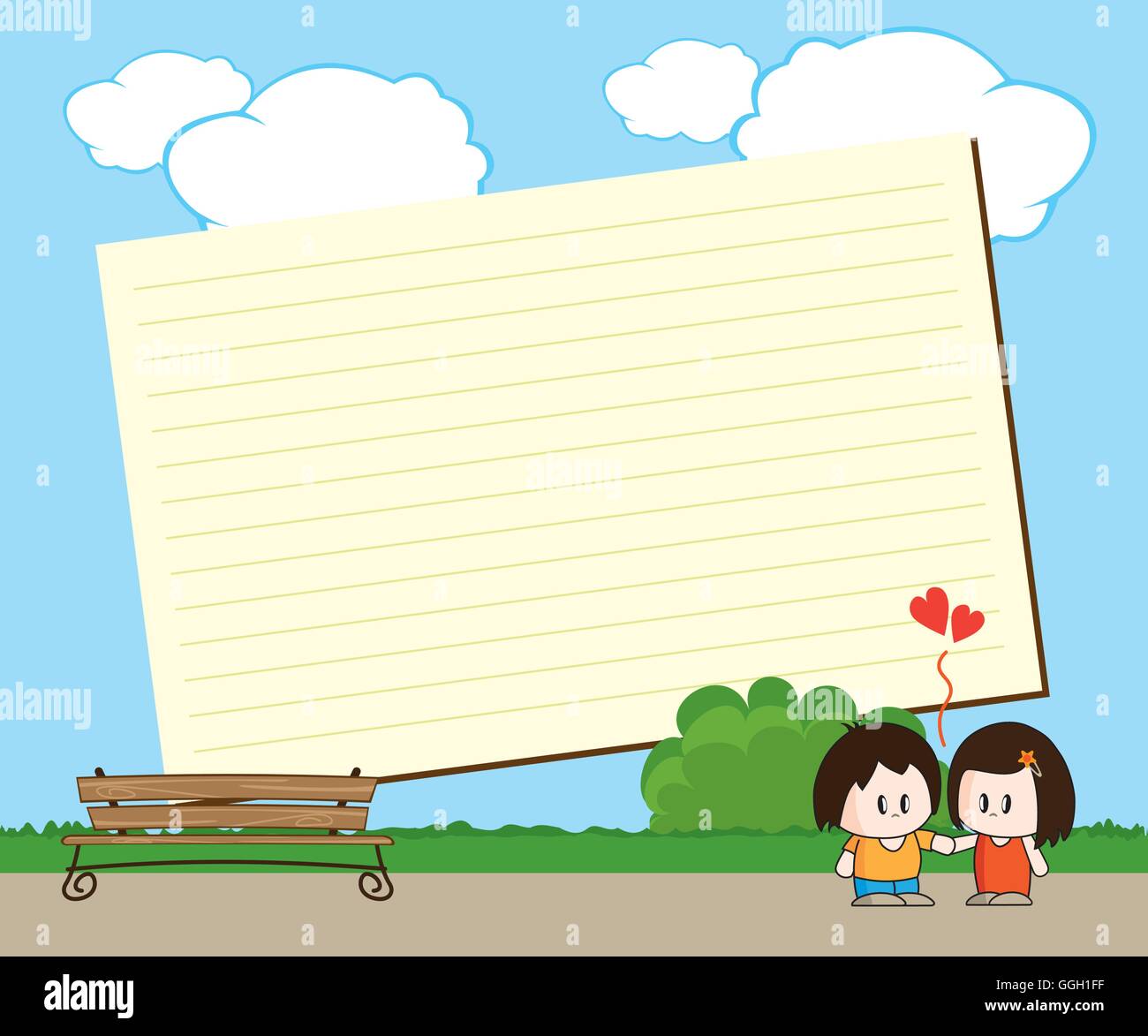 Note Card with a couple in love at the park Stock Vector Image & Art ...