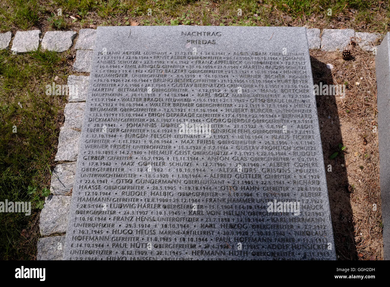 Memorial stone for German soldiers killed during World War II at the ...