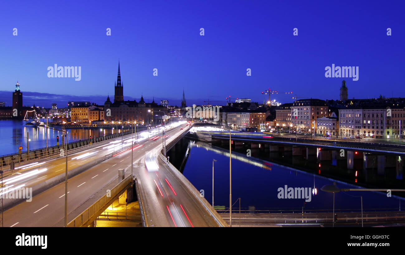 Stockholm city at night Stock Photo - Alamy