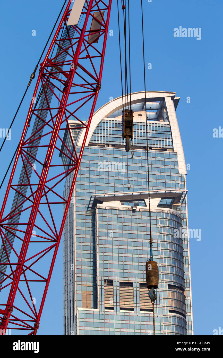Crane with Skyscrapers Stock Photo - Alamy