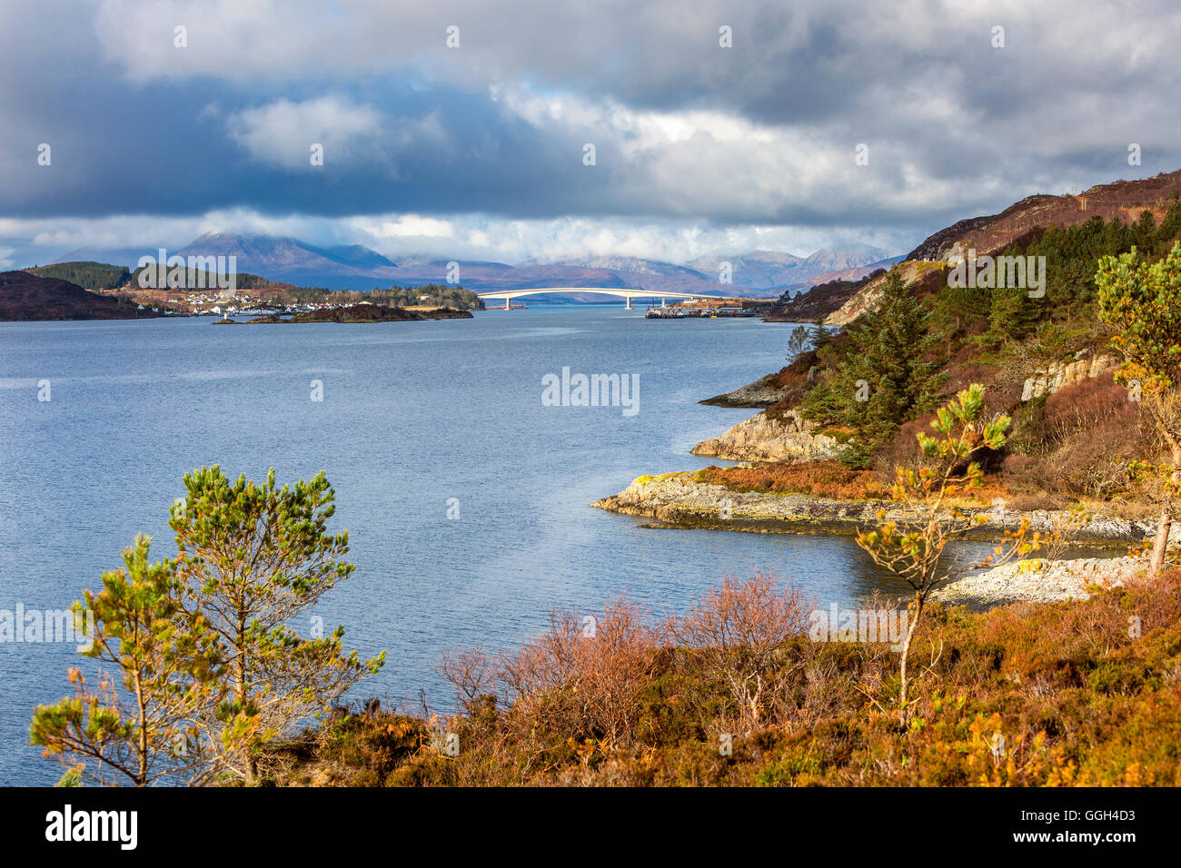 Skye Bridge over Loch Alsh seen from Donald Murchuson's Monument, Kyle ...