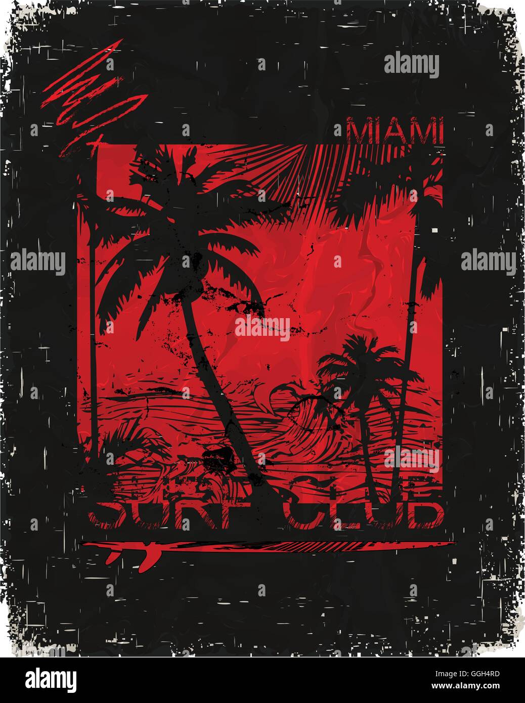 Miami - vector illustration concept in vintage graphic style for t ...