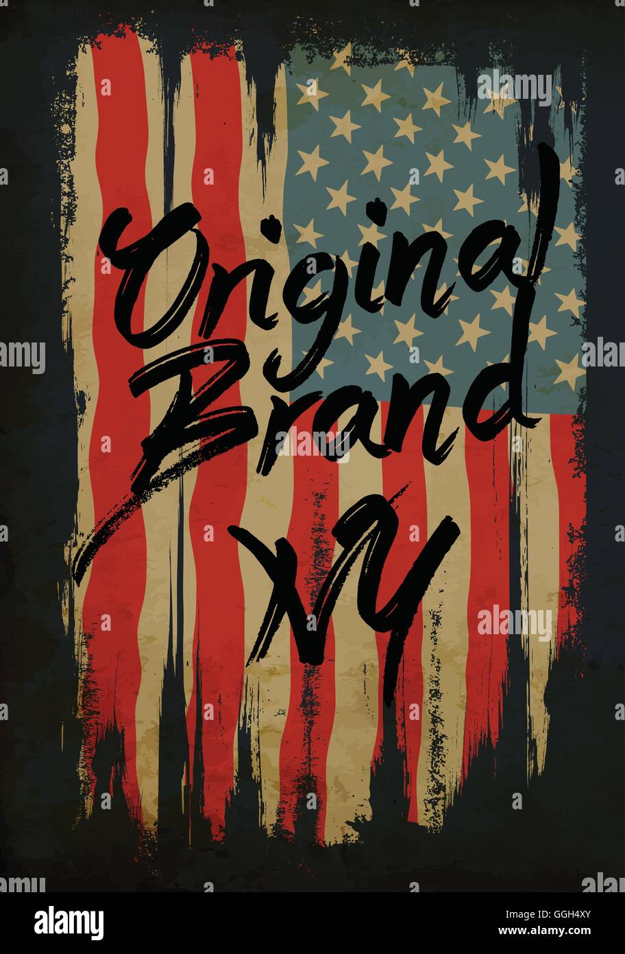 american broken flag / vintage flag design / original tee print design ...