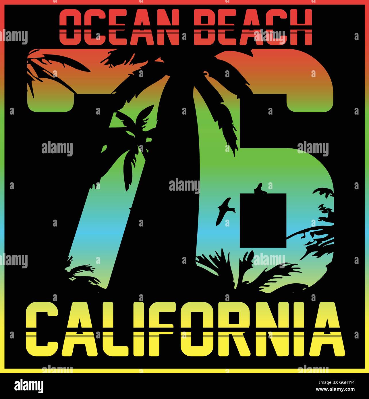 California typography, t-shirt graphics, vectors Stock Vector Image ...