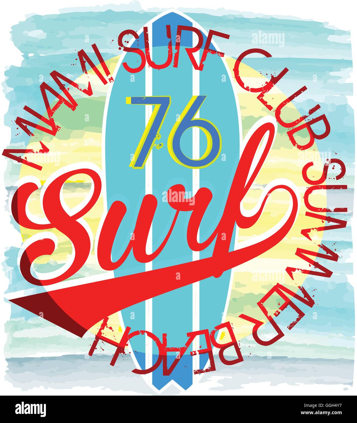 Surf Illustration / t-shirt graphics / vectors/ typography/ pacific ...