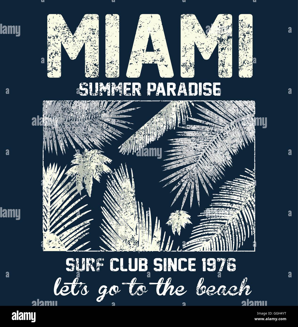 Miami beach typography with floral illustration for t-shirt print ...