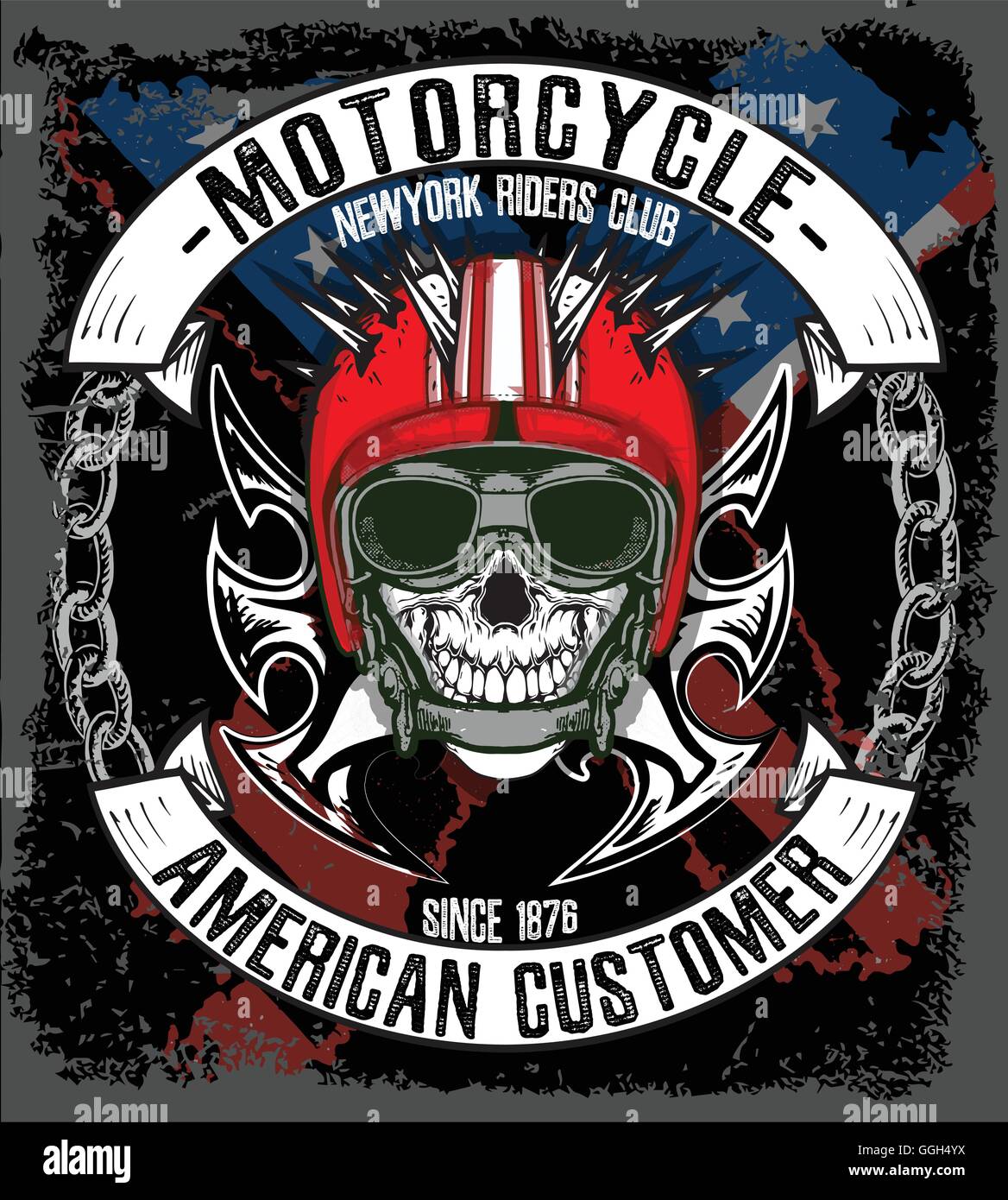 Vintage Biker Skull Emblem Tee Graphic Stock Vector Image & Art - Alamy