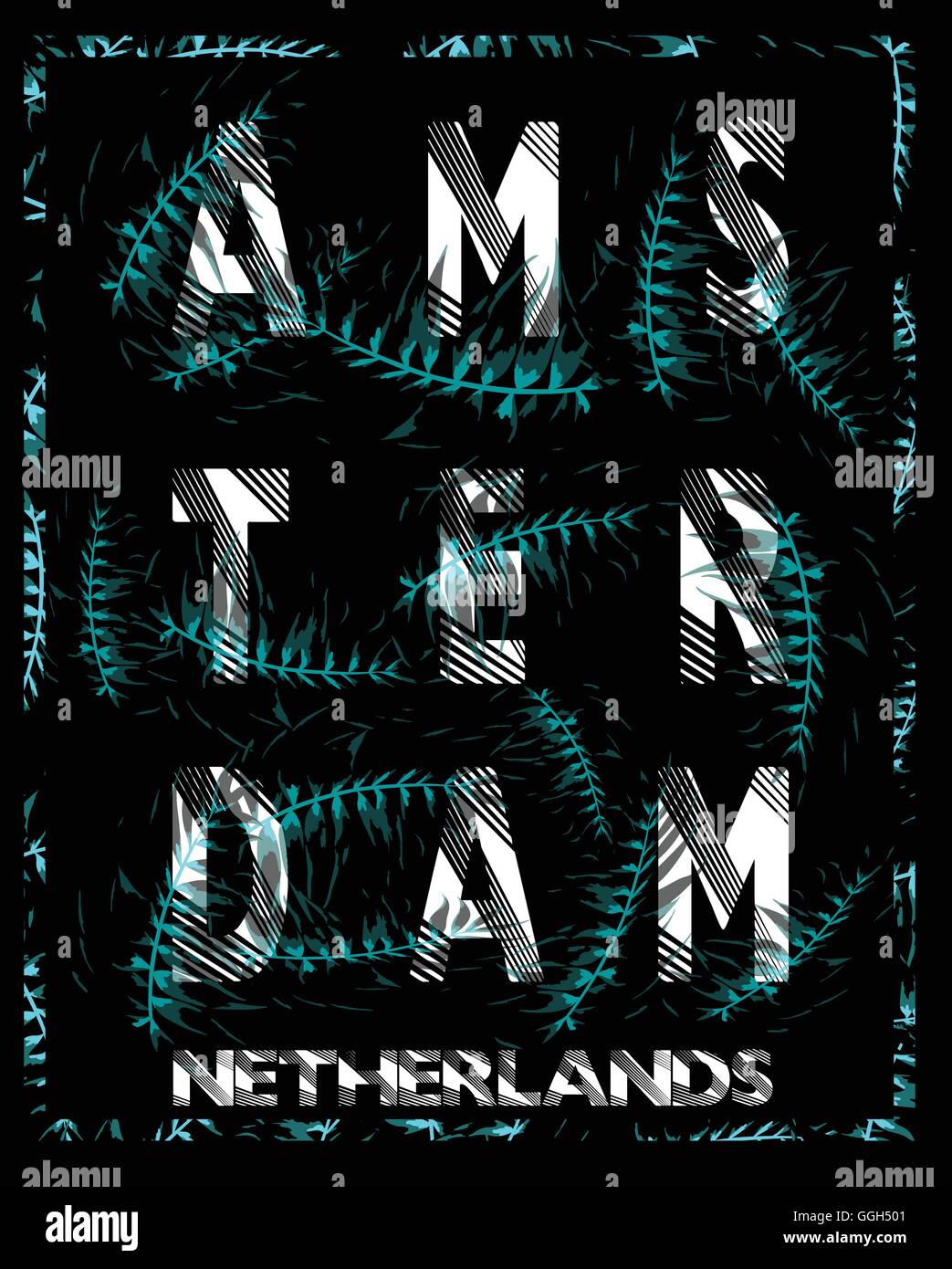 Amsterdam typography design with flowers Stock Vector Image & Art - Alamy