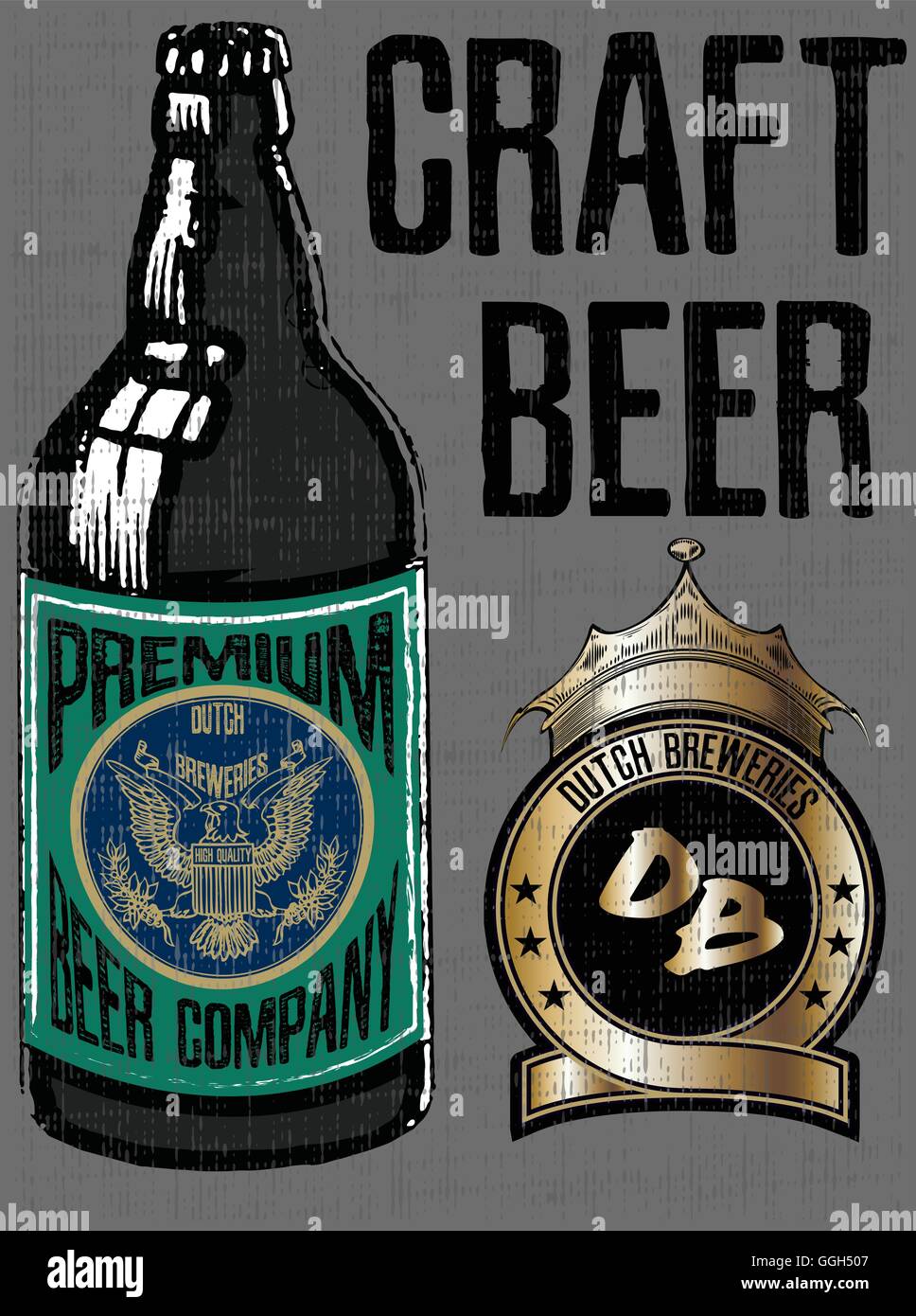Retro beer vector poster. Vintage poster template for cold beer. Retro ...