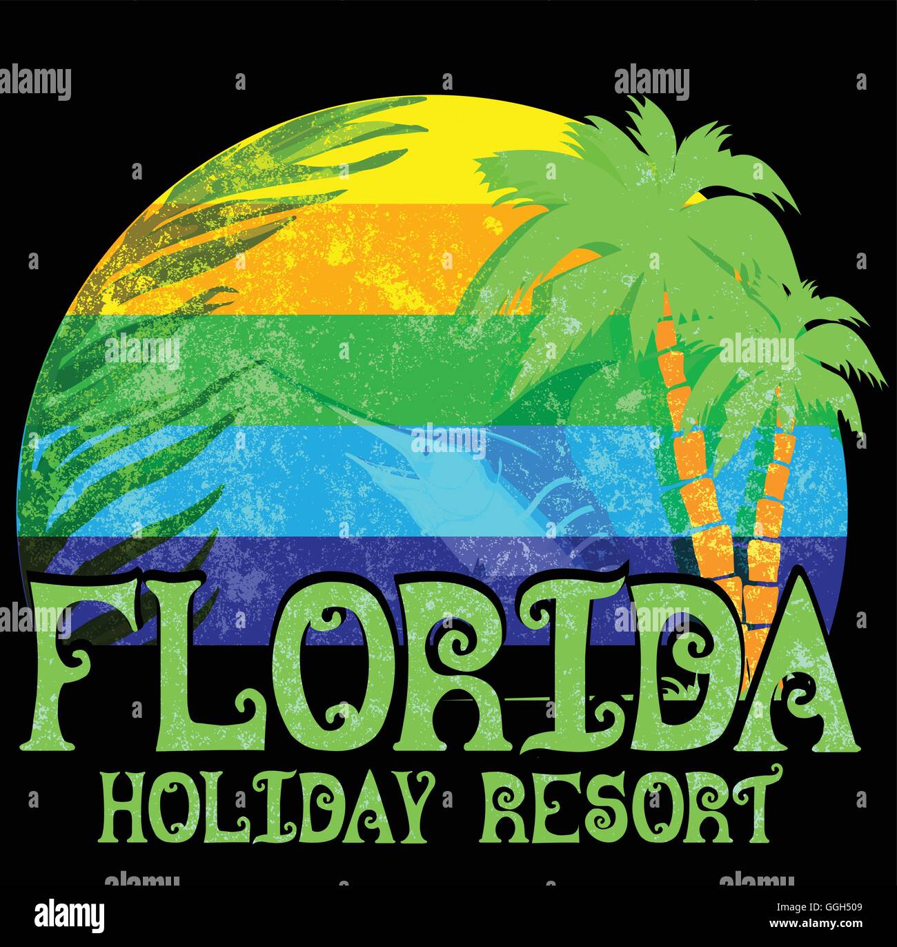 Florida beach typography tee graphic design Stock Vector Image & Art ...