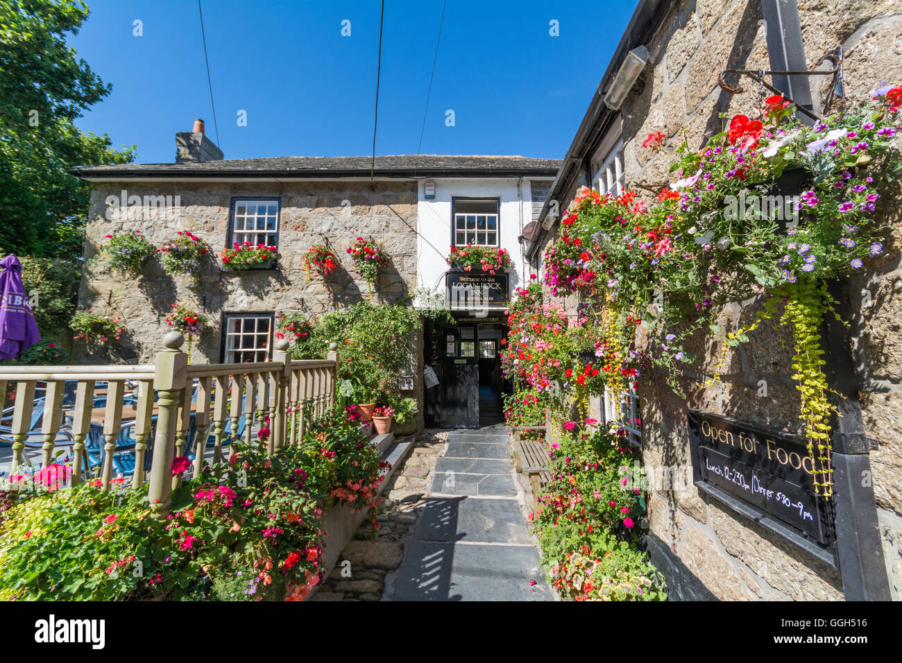 Logan Rock Inn at Treen Cornwall Stock Photo - Alamy