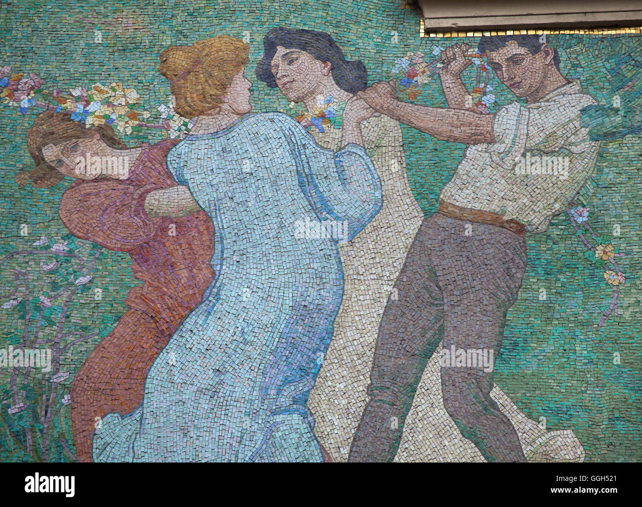 Young people dancing. Detail of the allegorical mosaic personifying ...