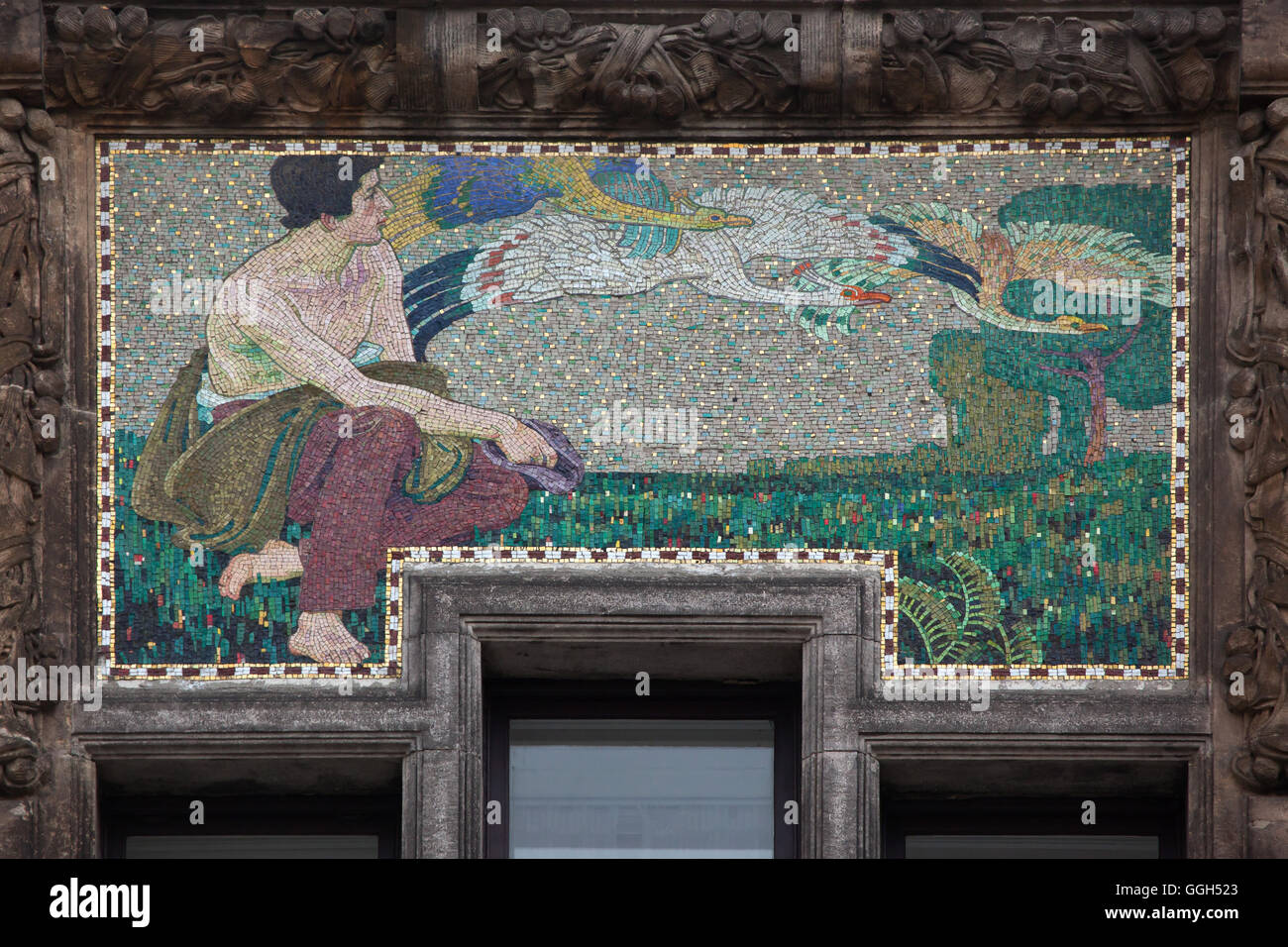 Allegorical mosaic after design by Czech symbolist artist Jan Preisler ...