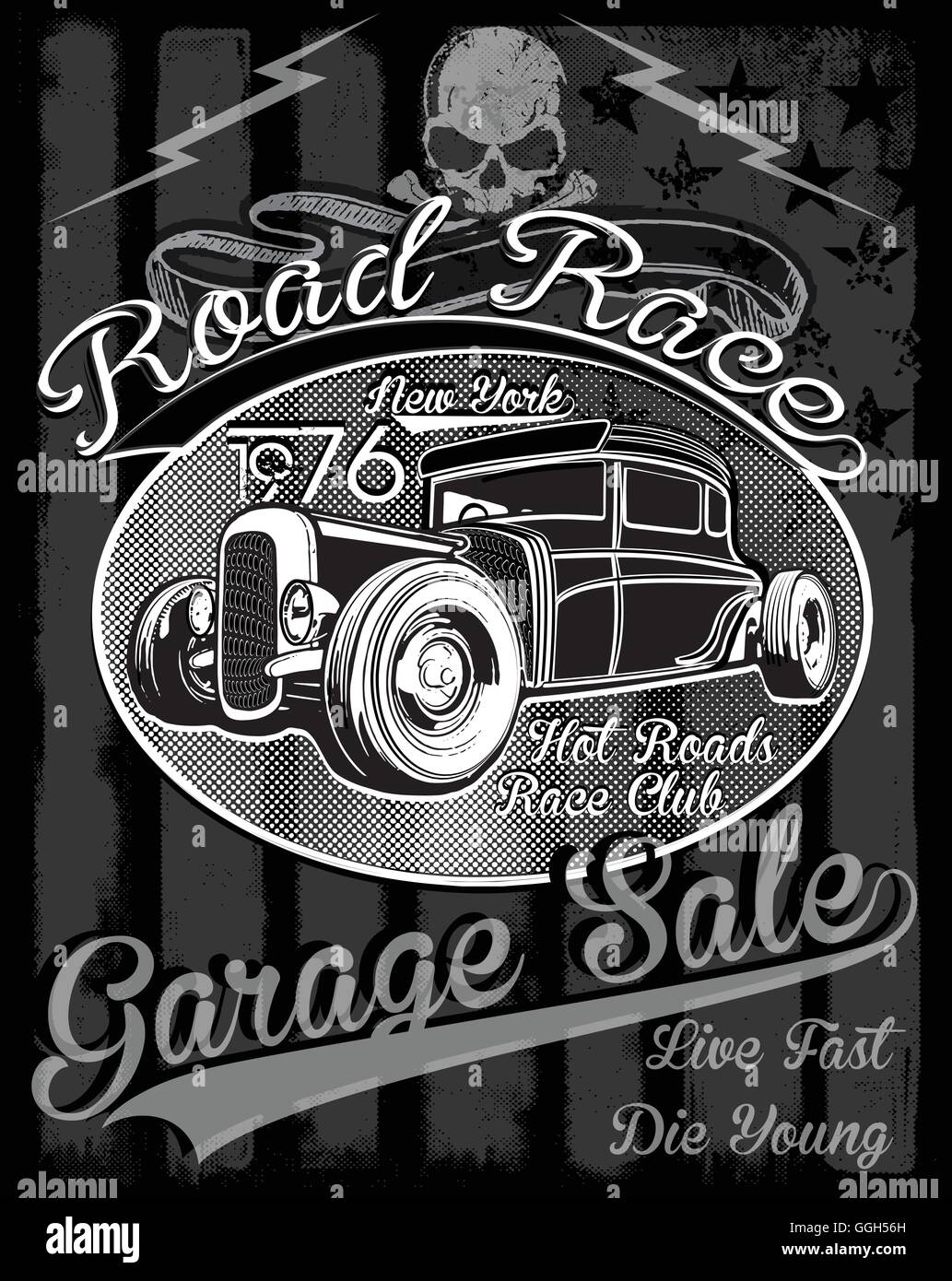 vintage race car for printing.vector old school race poster.retro race ...