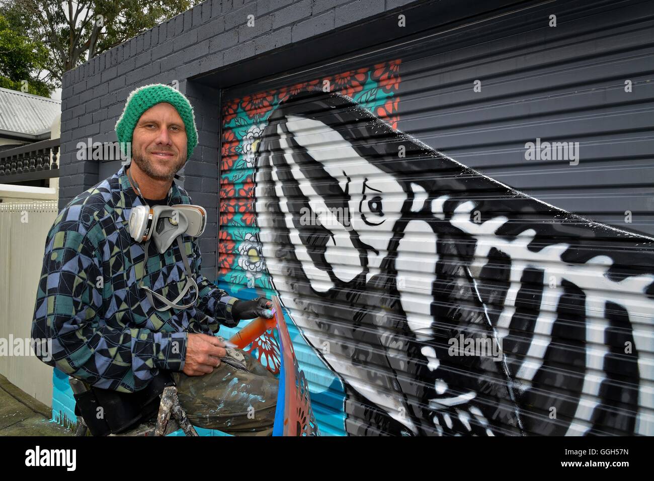 Australia. 06th Aug, 2016. Street artist 'Nitsua' poses for a ...