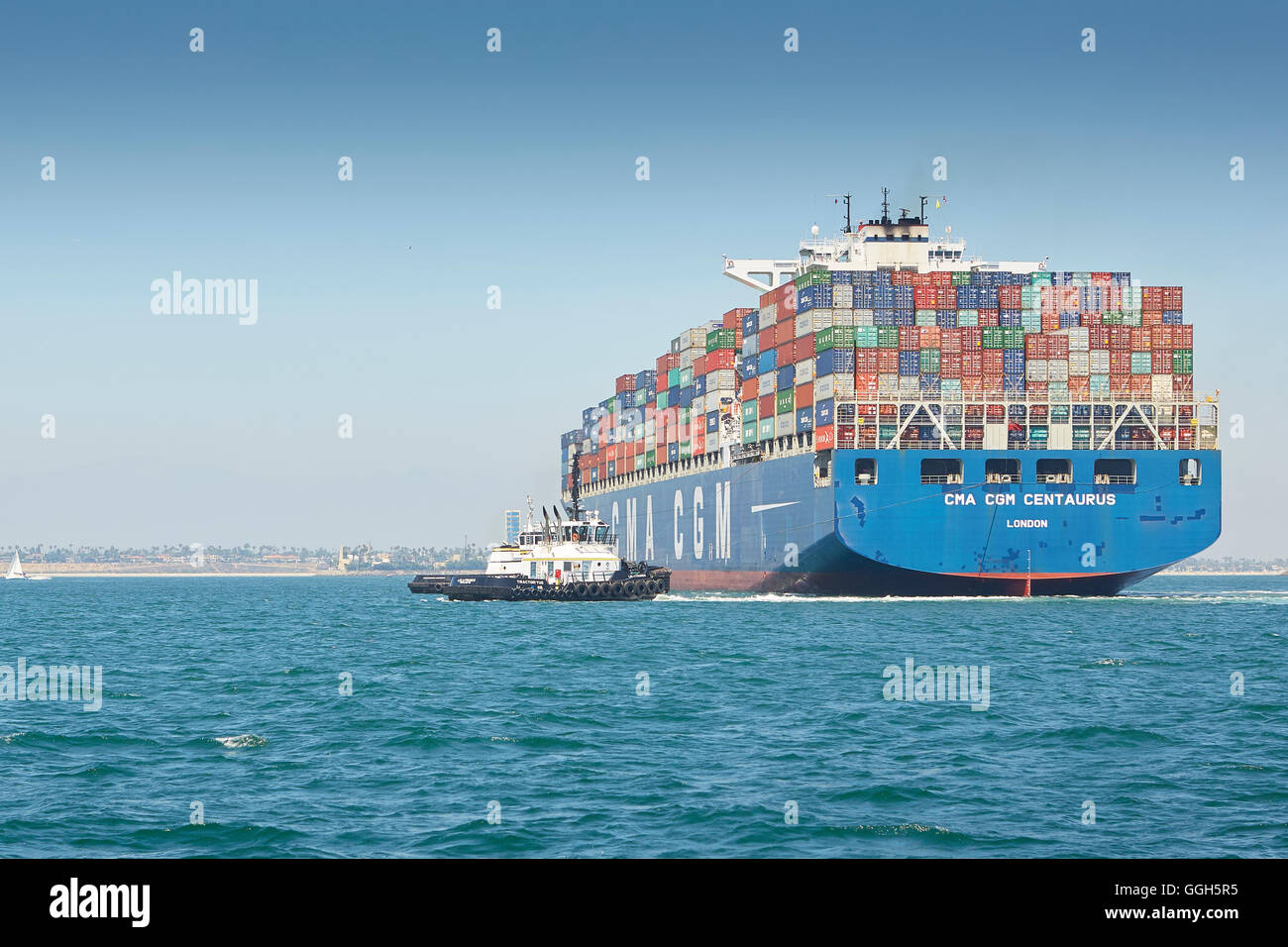 The Giant CMA CGM Centaurus, New Panamax Container Ship Is Manoeuvred ... The Giant CMA CGM Centaurus, New Panamax Container Ship Is Manoeuvred ...