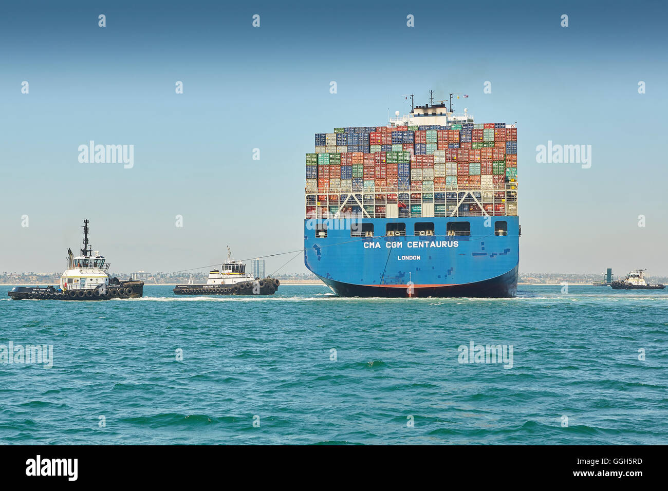 The Giant CMA CGM Centaurus New Panamax Container Ship Is Manoeuvred ...