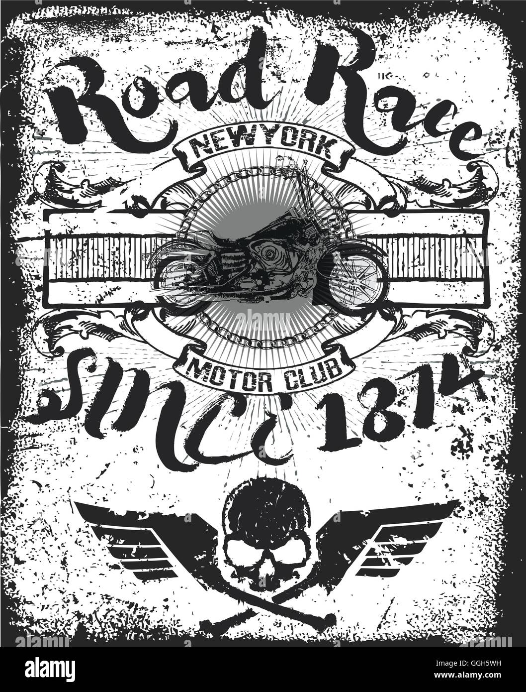 Vintage motorcycle vector skull riders Stock Vector Images - Alamy